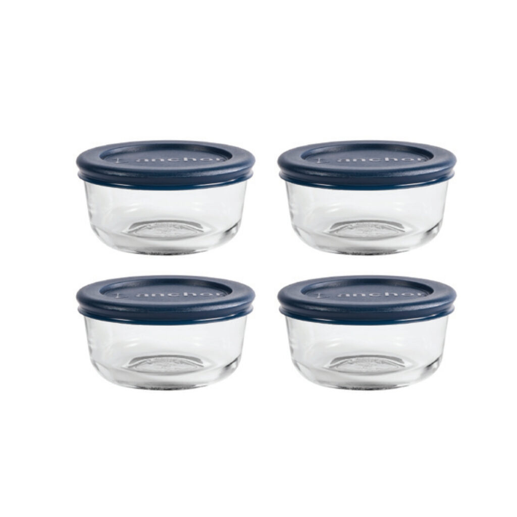 Kitchen Storage Round w/ Blue Lid, 1 C. (235 ml.) - Anchor Hocking ...